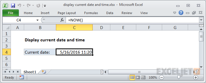 Excel Formula Display The Current Date And Time Exceljet